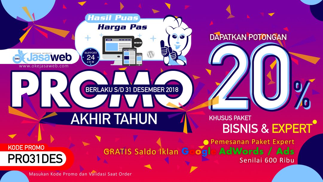 Promo Akhir Tahun, Berakhir Tanggal 31 Desember 2018 - Okejasaweb.com